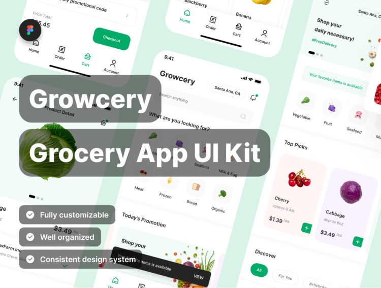 دانلود رابط کاربری Growcery - Grocery App UI Kit