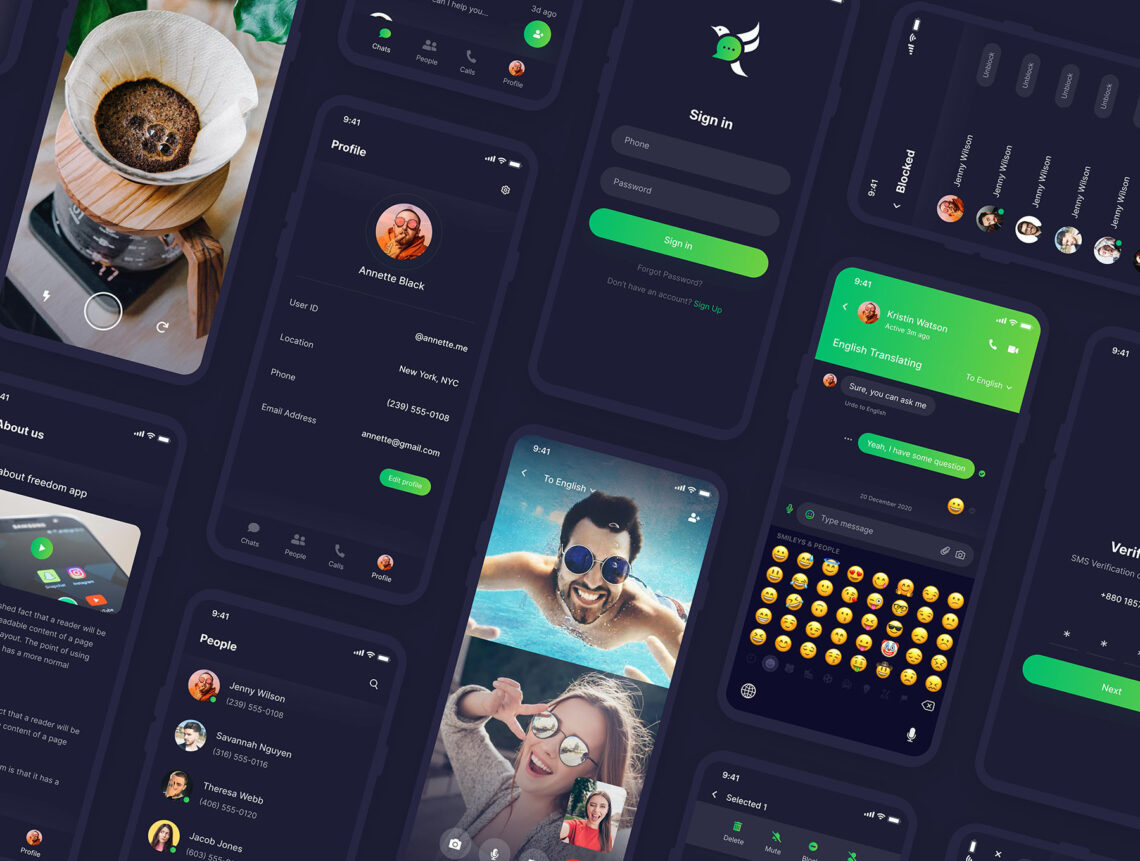 دانلود رابط کاربری Freedom Messaging App UI Kit