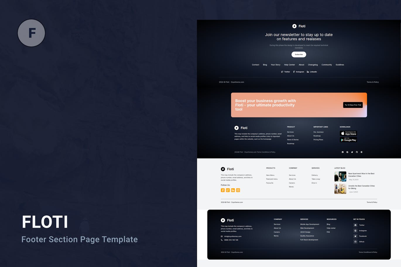 دانلود مجموعه قالب های فوتر و پاورقی Flot