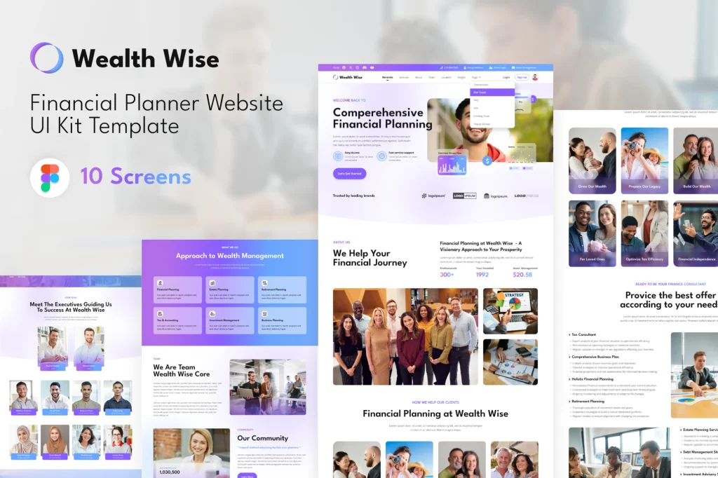 WealthWise - Financial Planner Website Design UI Kit Template